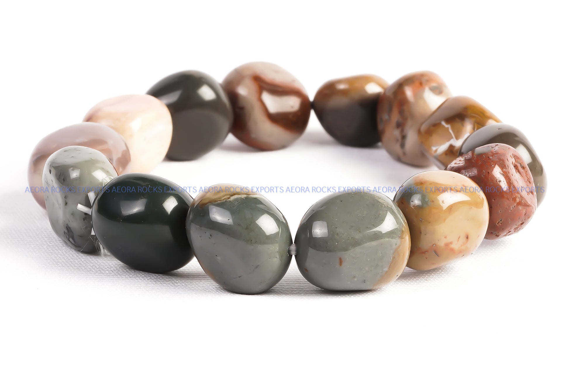 Polychrome Jasper Tumbled Bracelet – AEORA ROCKS INDIA -Healing ...