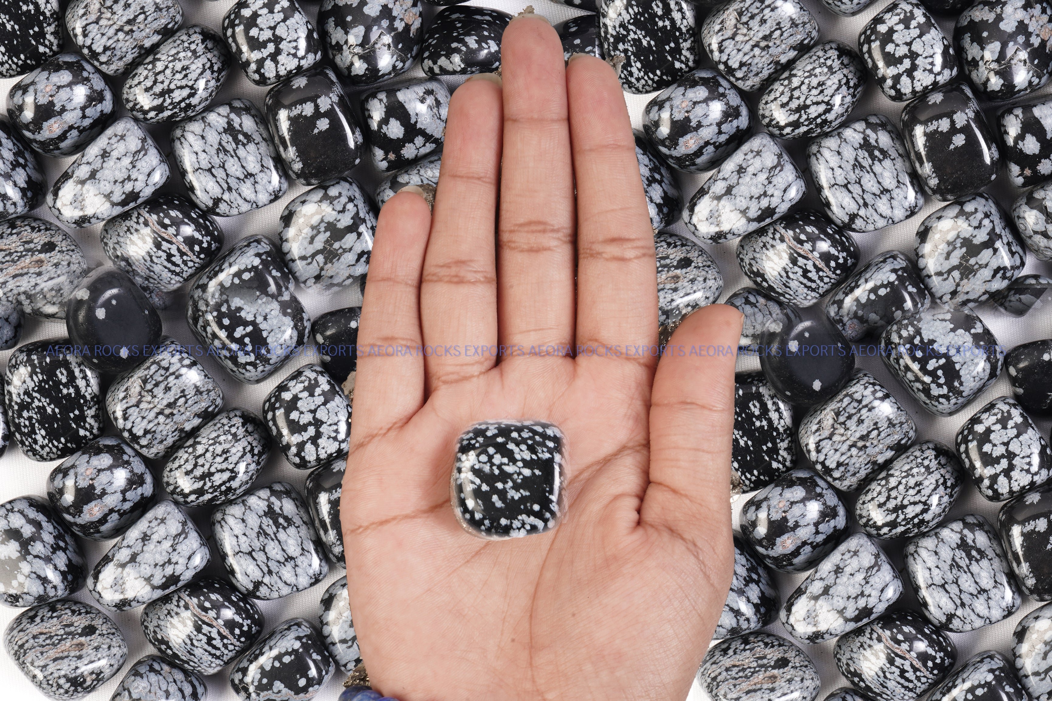 Snowflake Obsidian Tumbled stone in India - Aeora Rocks – AEORA ROCKS ...